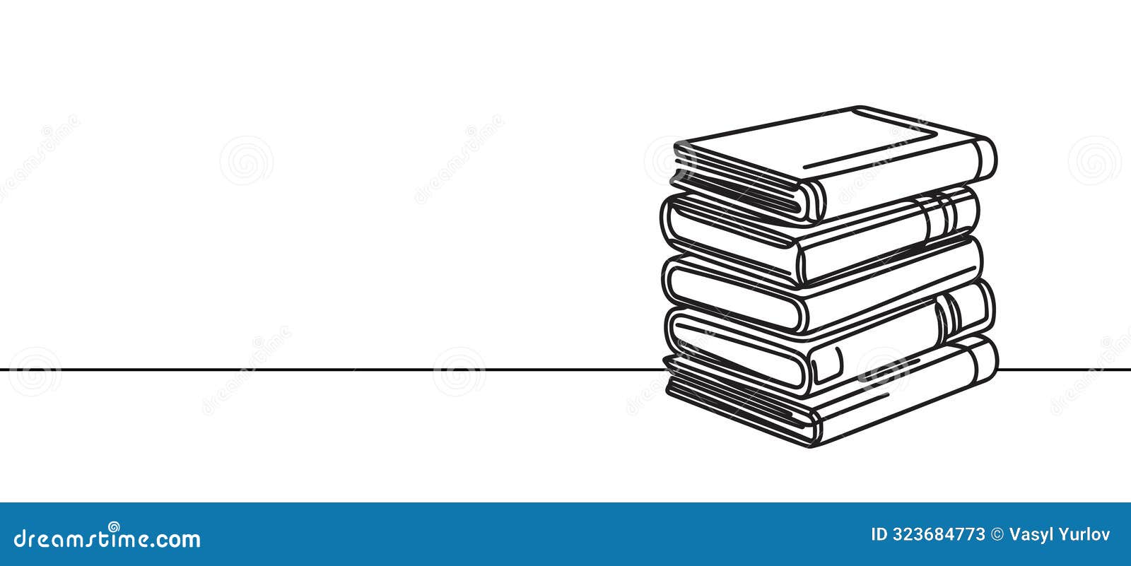 Stack of Books Continuous Line Drawing Isolated Minimalistic Style ...