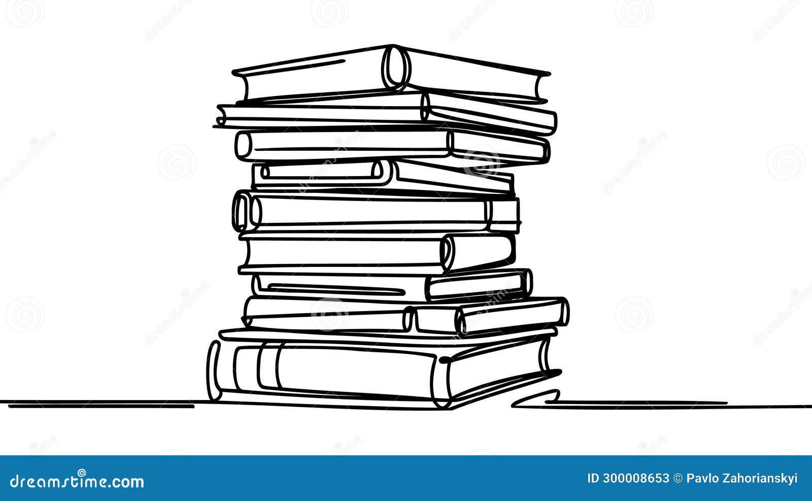 Stack of Books Continuous Line Drawing Isolated Minimalistic Trendy ...