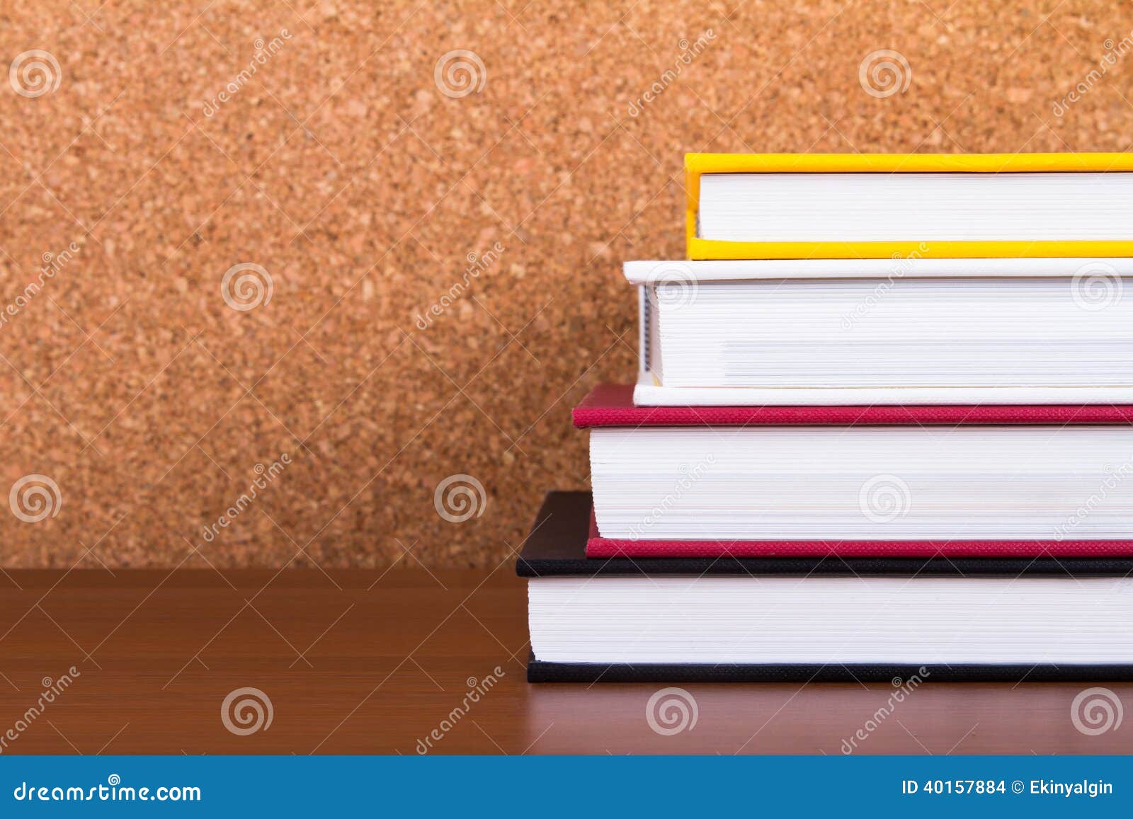 Stack of Books with Cork Board Stock Photo - Image of education, page ...