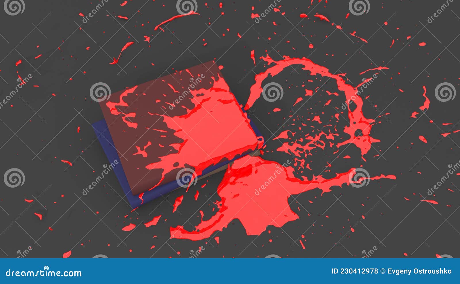 Stack of Books Covered with Red Paint in the Form of a Blot Stock ...