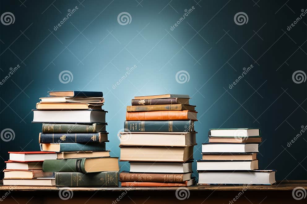 Stack of Books Creates an Educational Background Stock Illustration ...