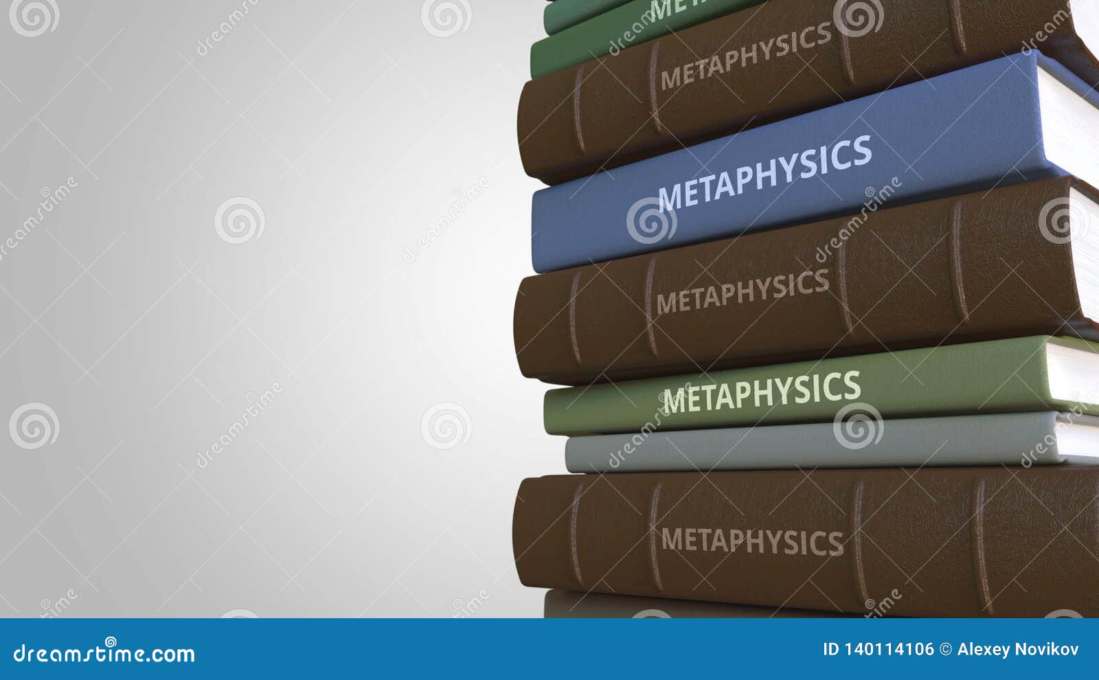 METAPHYSICS Title on the Stack of Books, Conceptual 3D Rendering Stock ...