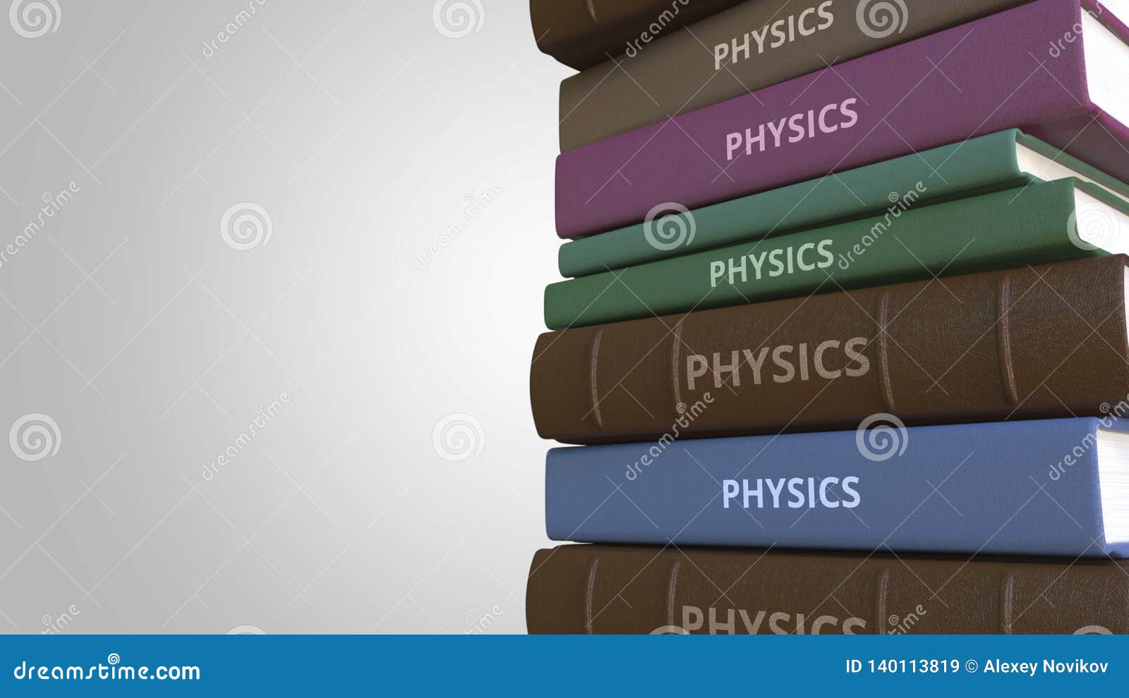PHYSICS Title on the Stack of Books, Conceptual 3D Rendering Stock ...