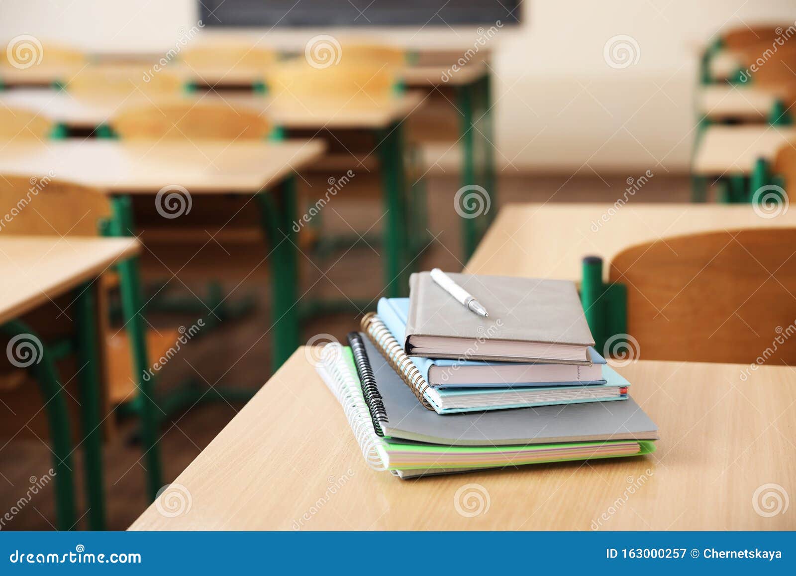 Stack of books on desk stock image. Image of back, learning - 163000257
