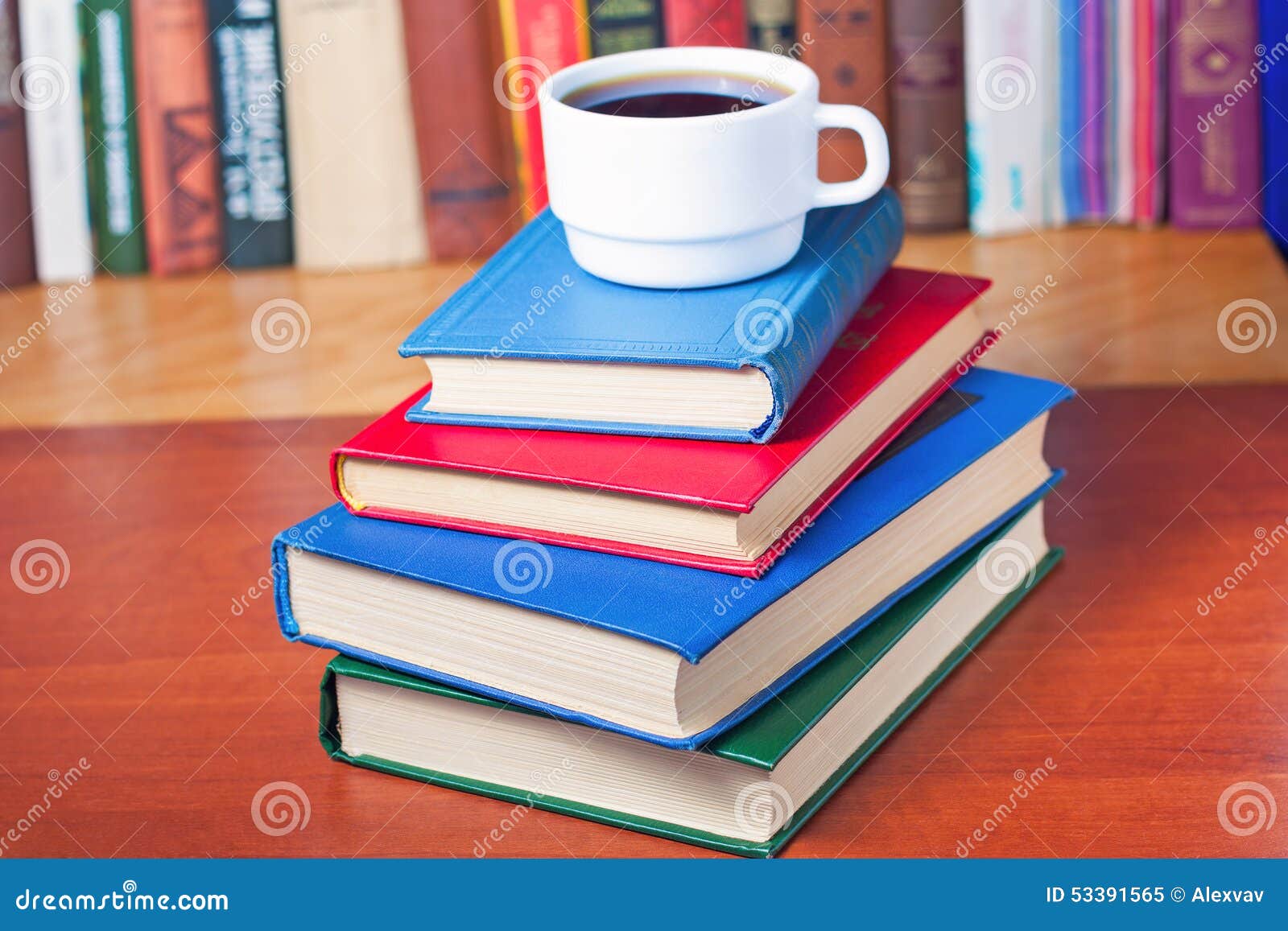 Stack of books on the desk stock image. Image of concept - 53391565