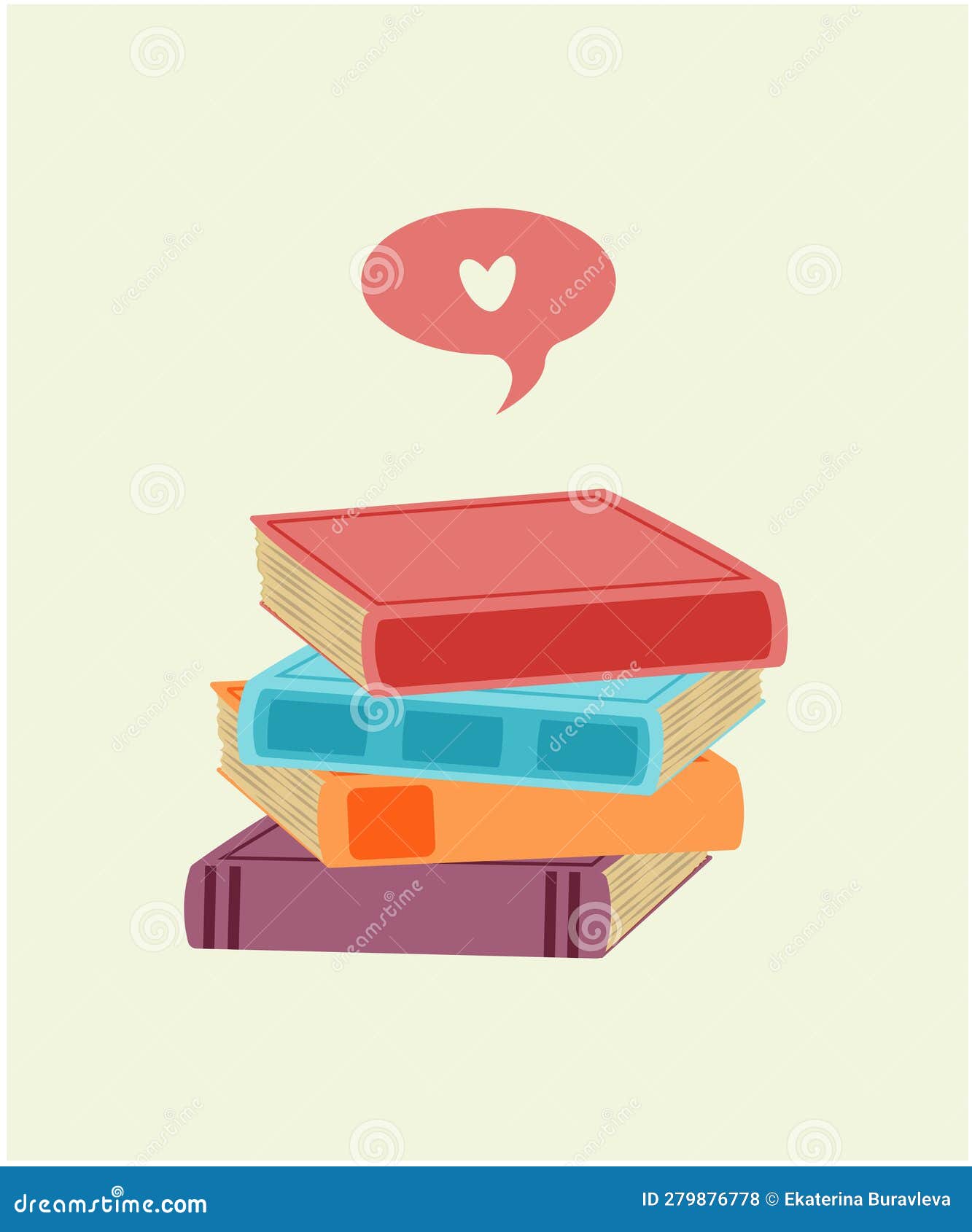 Stack of Books in Different Colors, on a Yellow Background. Stock ...