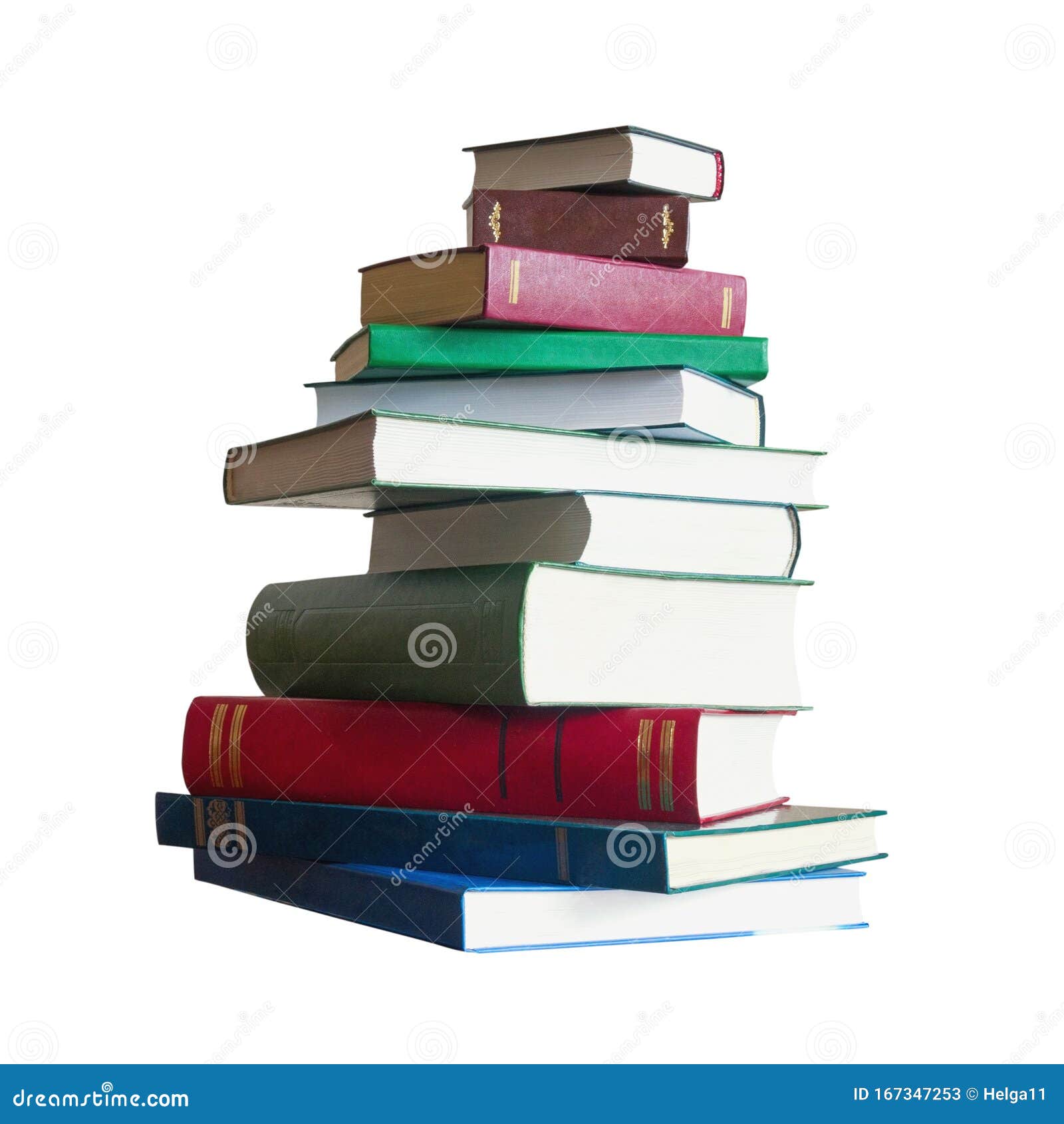 Stack of Books of Different Sizes and Colors, Isolated on White Stock ...