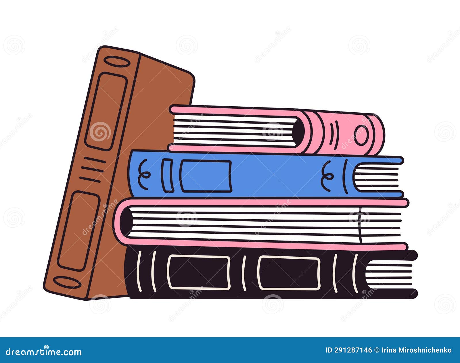 Stack of books drawing stock vector. Illustration of isolated - 291287146