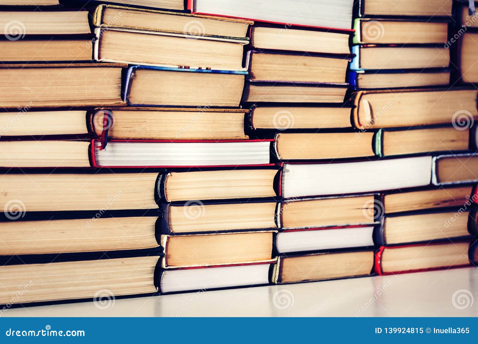 Stack Of Books Education Concept Background, Many Books Piles With Copy ...