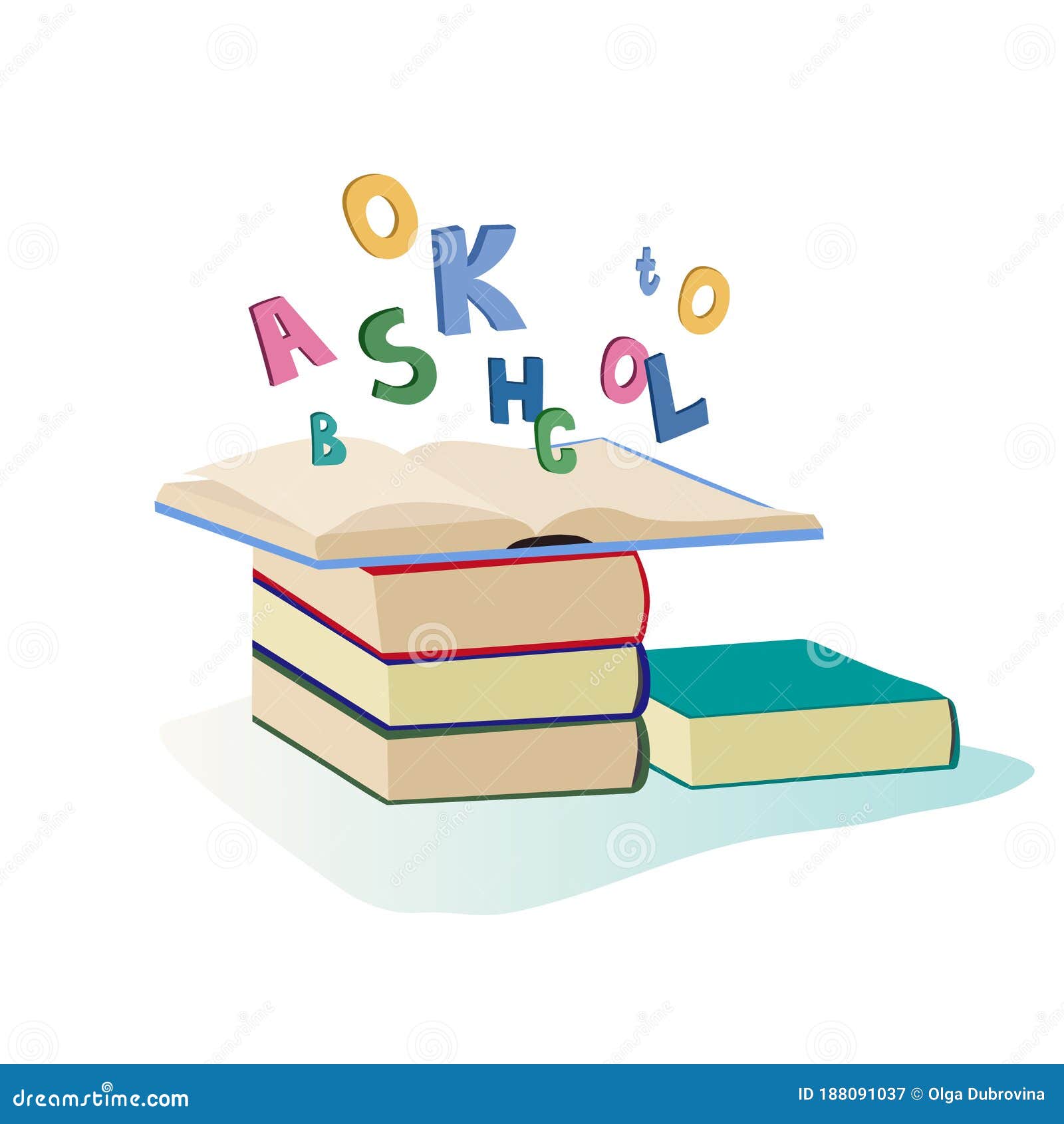 A Stack of Books. Education Concepts. Science Book Illustration with ...