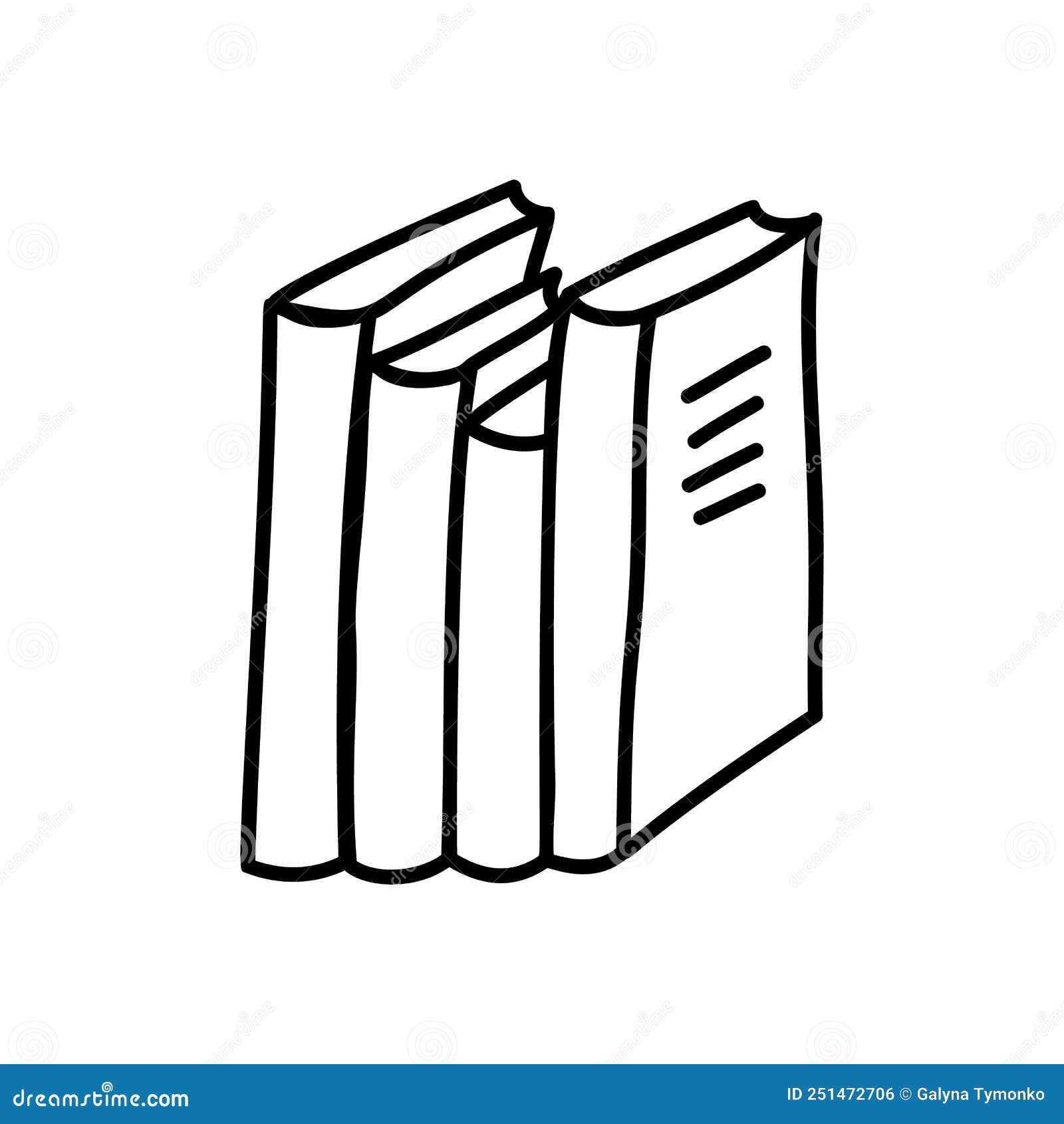 Stack Of Books, Education, Pile Of Four Books Doodle Style, Knowledge Symbol, Thick Black ...