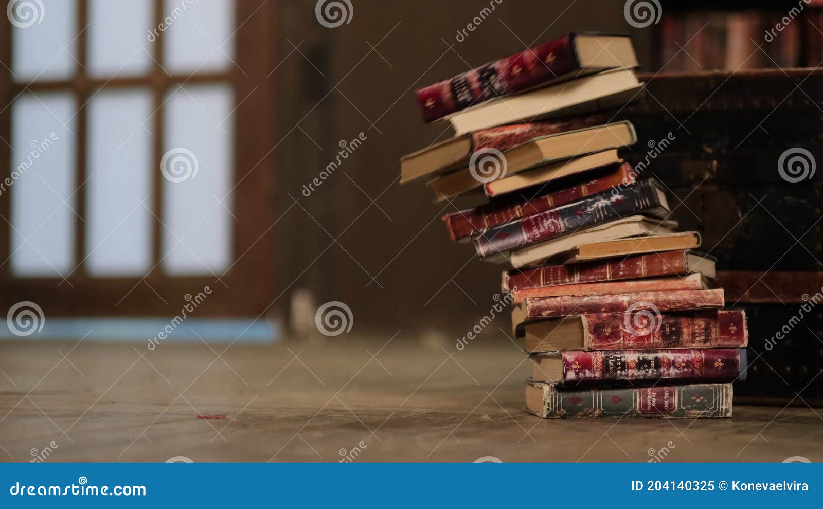 Stack of Books Falls To the Floor at Library. Education Learning ...