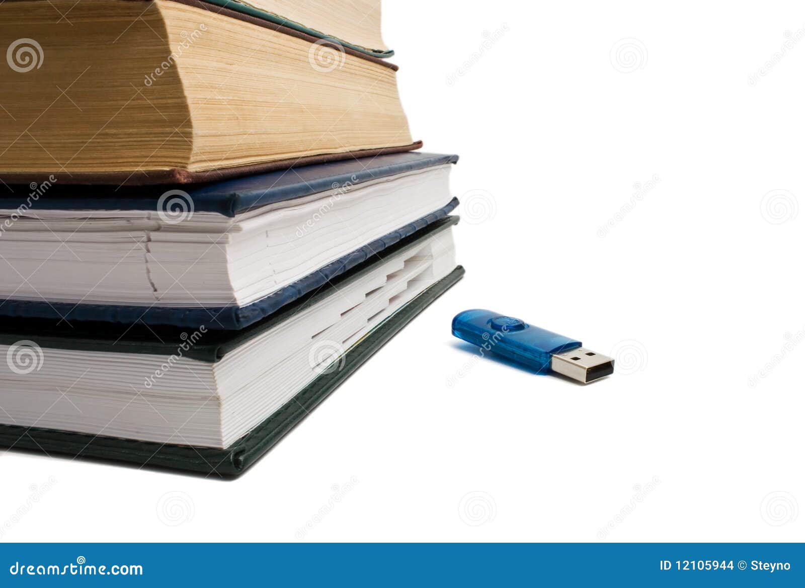 Stack of Books and Flash Drive Stock Photo - Image of flash ...