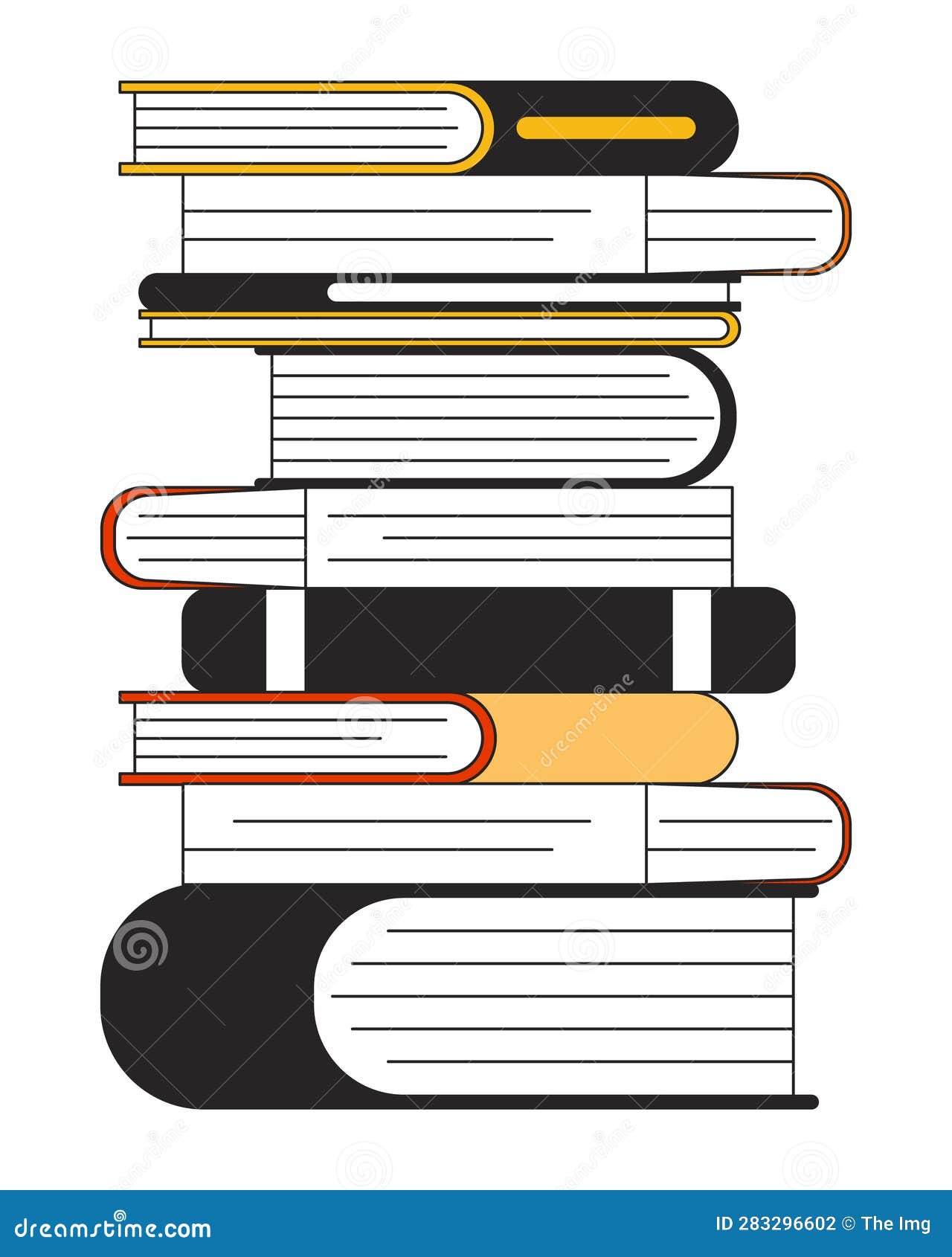 Stack of Books Flat Line Color Isolated Vector Object. Stock Vector ...