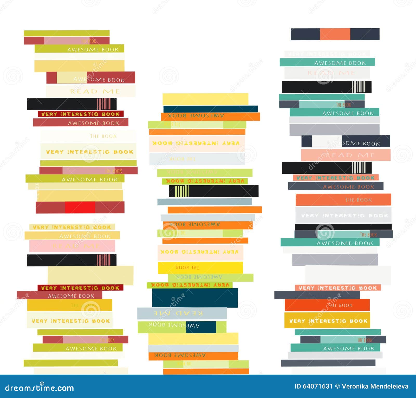 Stack of Books. Flat Style Illustration Stock Vector - Illustration of ...