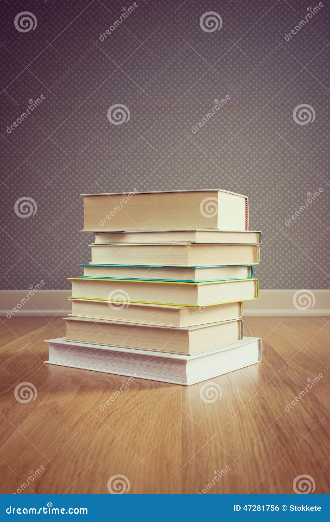 Stack of Books on the Floor Stock Photo - Image of learning, hardwood ...