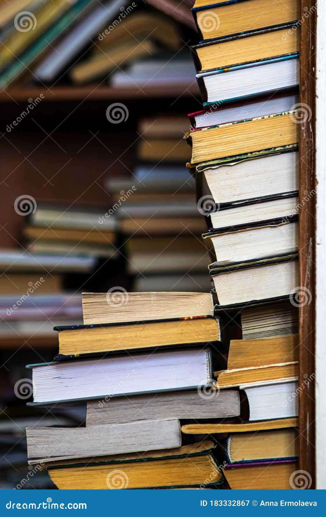 A Stack of Books on the Floor in House. Book Shelf. Back To Shool ...