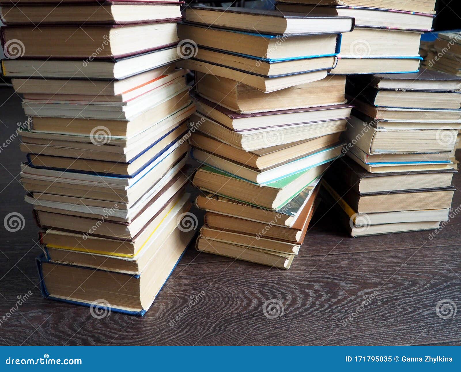 Stack of Books on the Floor Stock Image - Image of literature, library ...