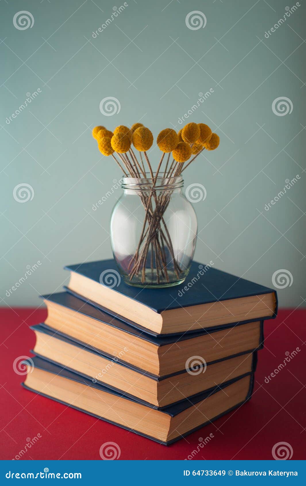 Stack of books and flowers stock image. Image of reading - 64733649