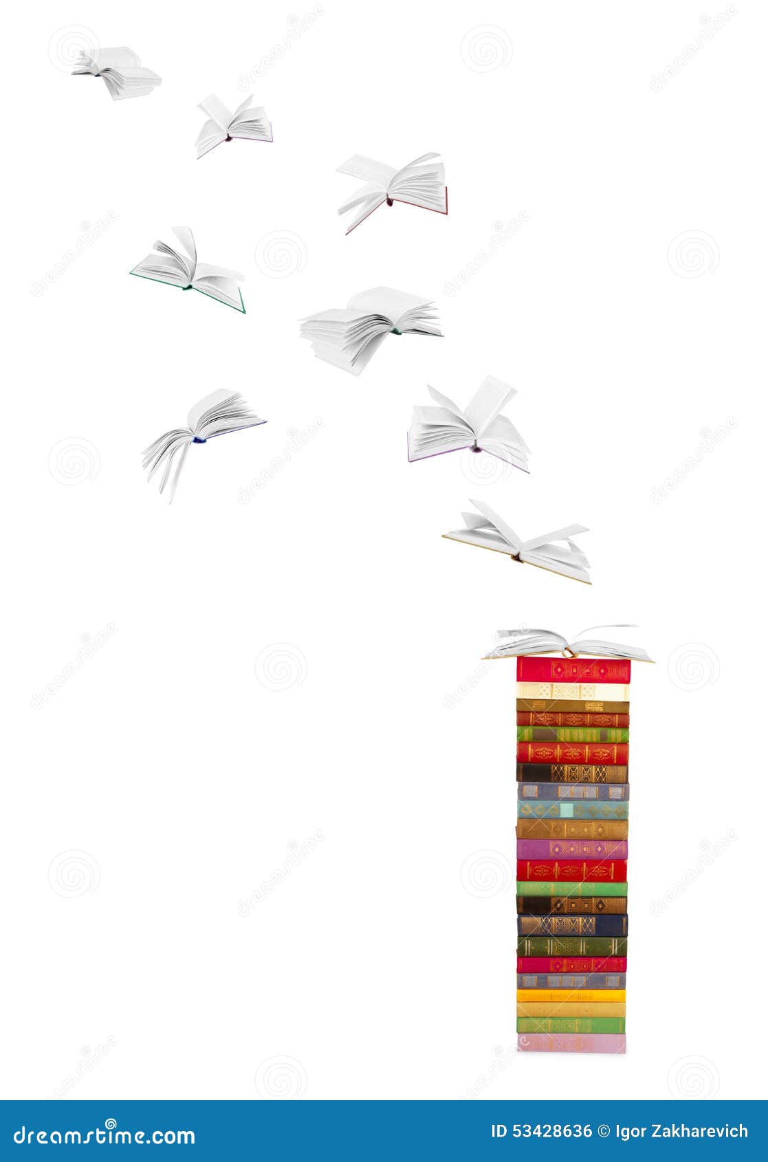 Stack of Books and Flying Books Stock Photo - Image of reading, page ...