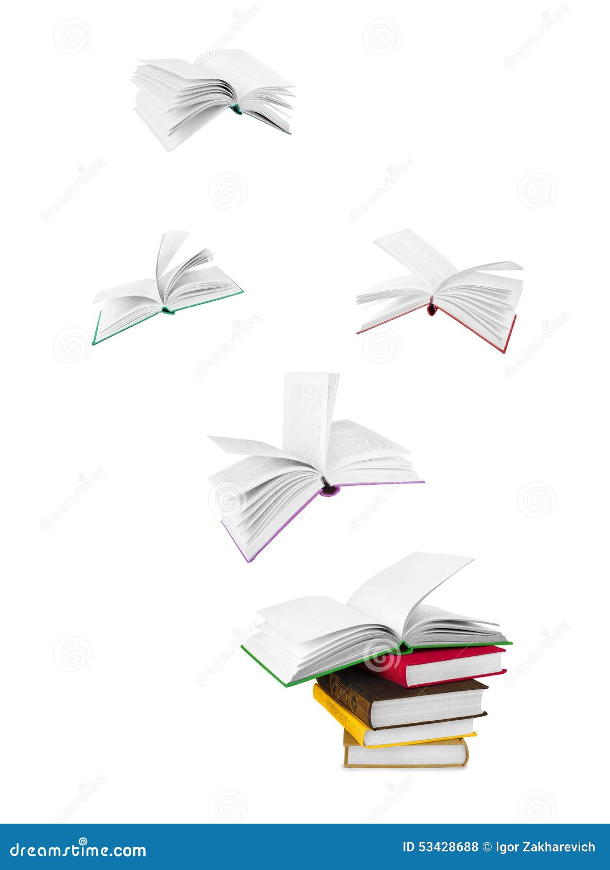 Stack of Books and Flying Books Stock Photo - Image of brown, reading ...