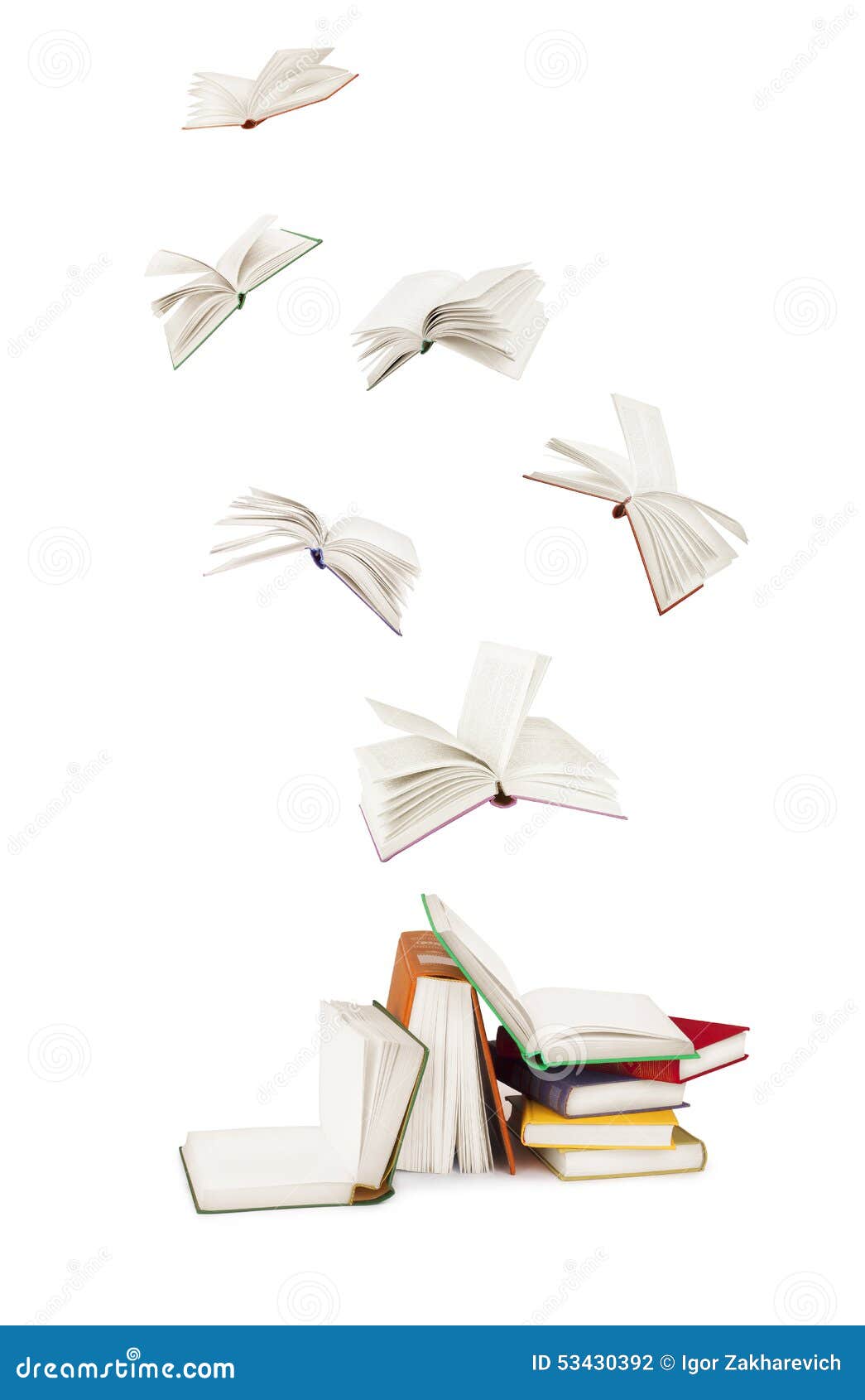 Stack of Books and Flying Books Stock Photo - Image of paper, heap ...