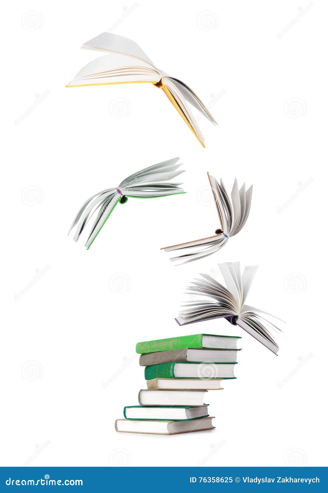 Stack of Books and Flying Books Stock Image - Image of history, paper ...