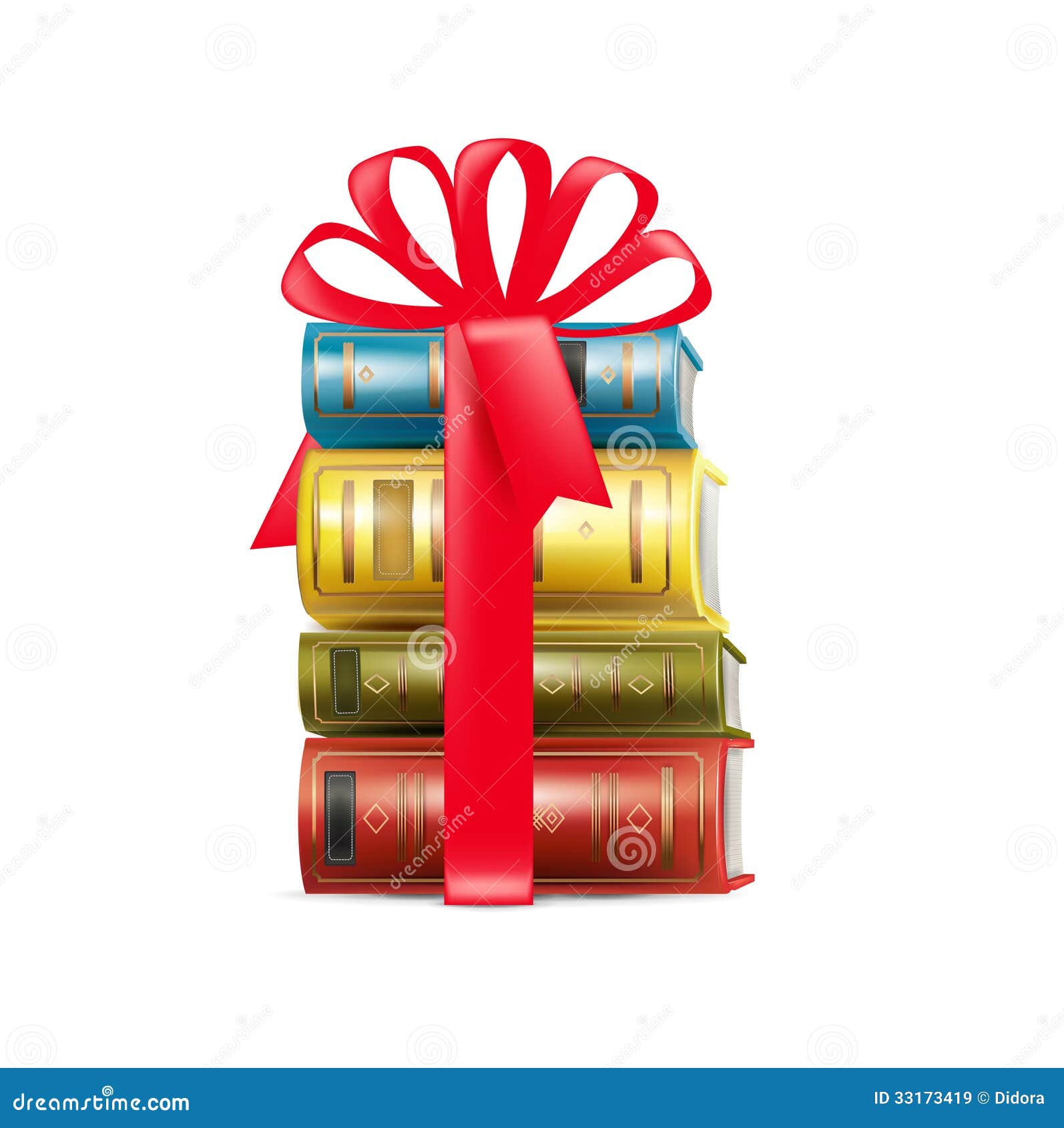 Stack of books in gift bow stock vector. Illustration of design - 33173419