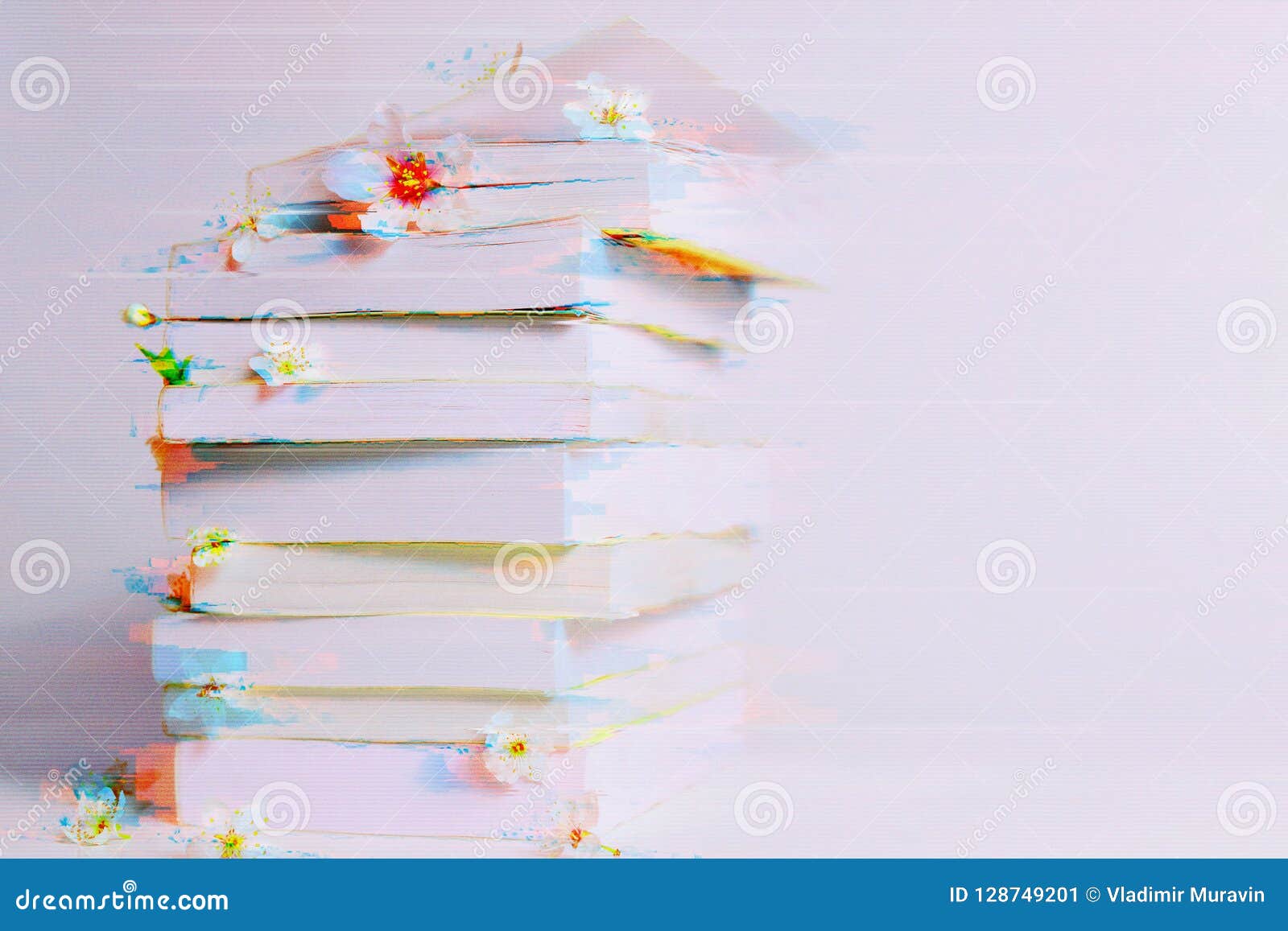 Stack of Books in the Glitch Effect Stock Image - Image of books, book ...