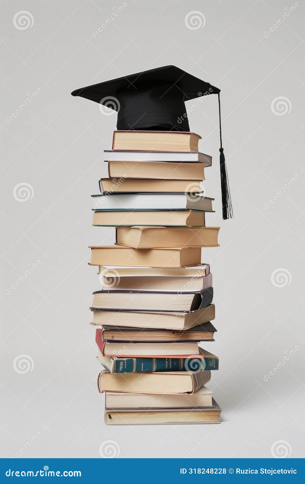 Stack of Books with Graduation Cap Ai Photo Stock Illustration ...