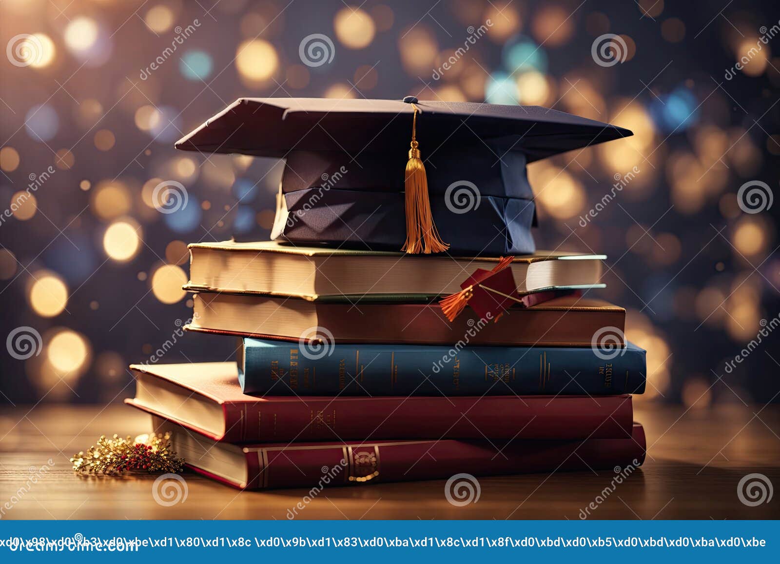 A Stack of Books with a Graduation Cap. Ai Generative Stock Photo ...
