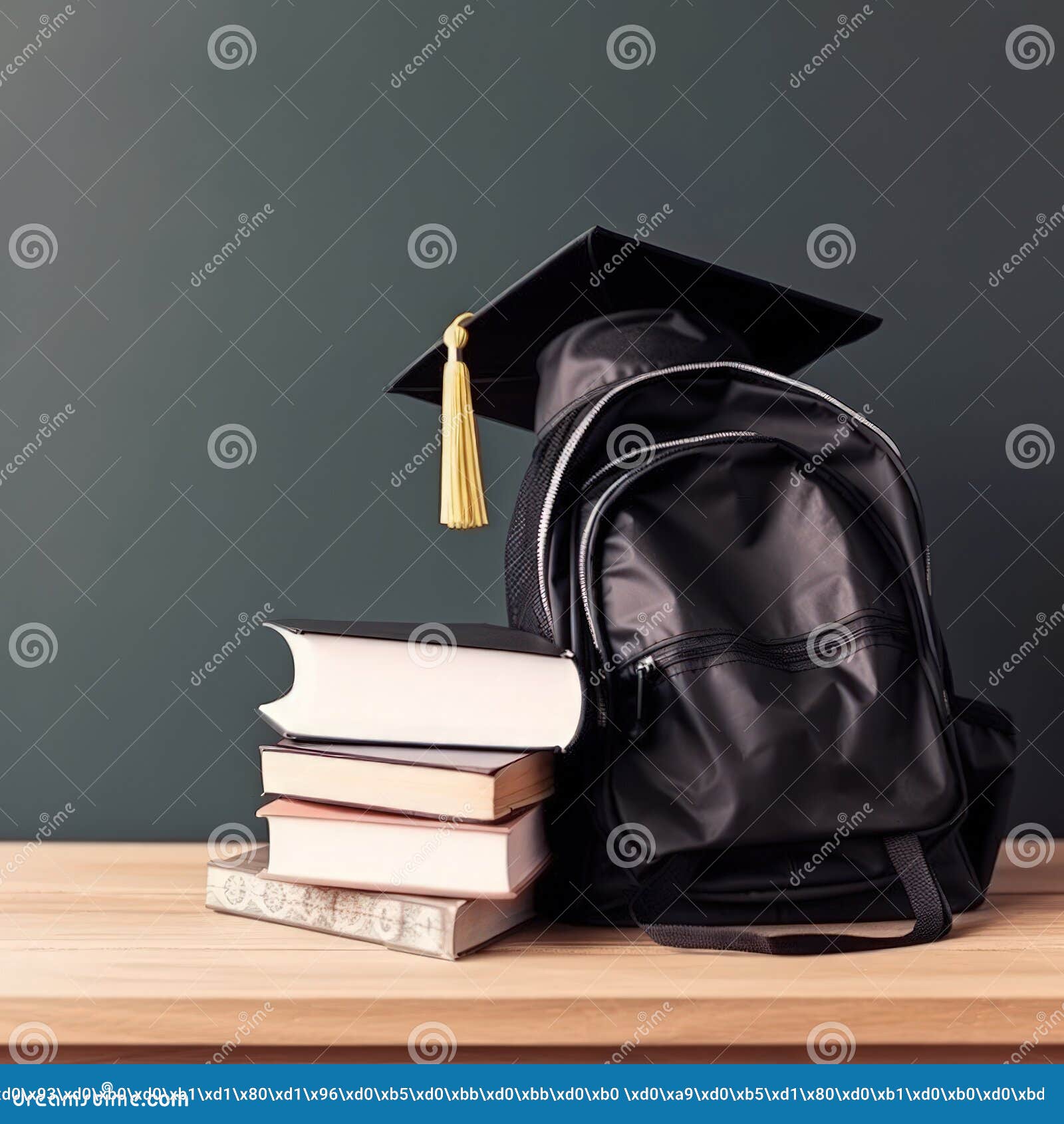 Stack of Books and a Graduation Cap on a Chalkboard Background ...