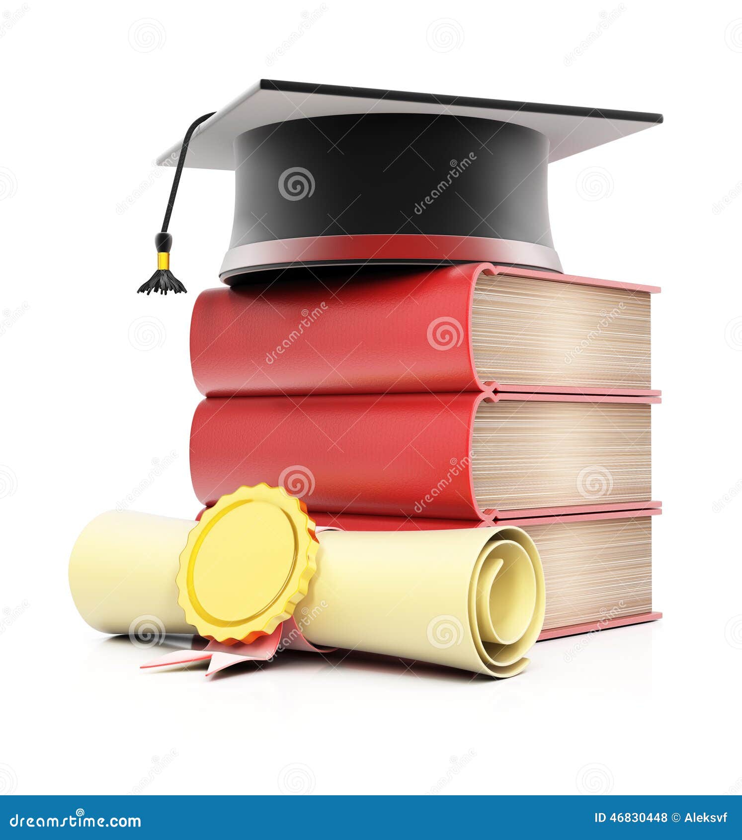Stack of Books with Graduation Cap and Diploma Stock Illustration ...