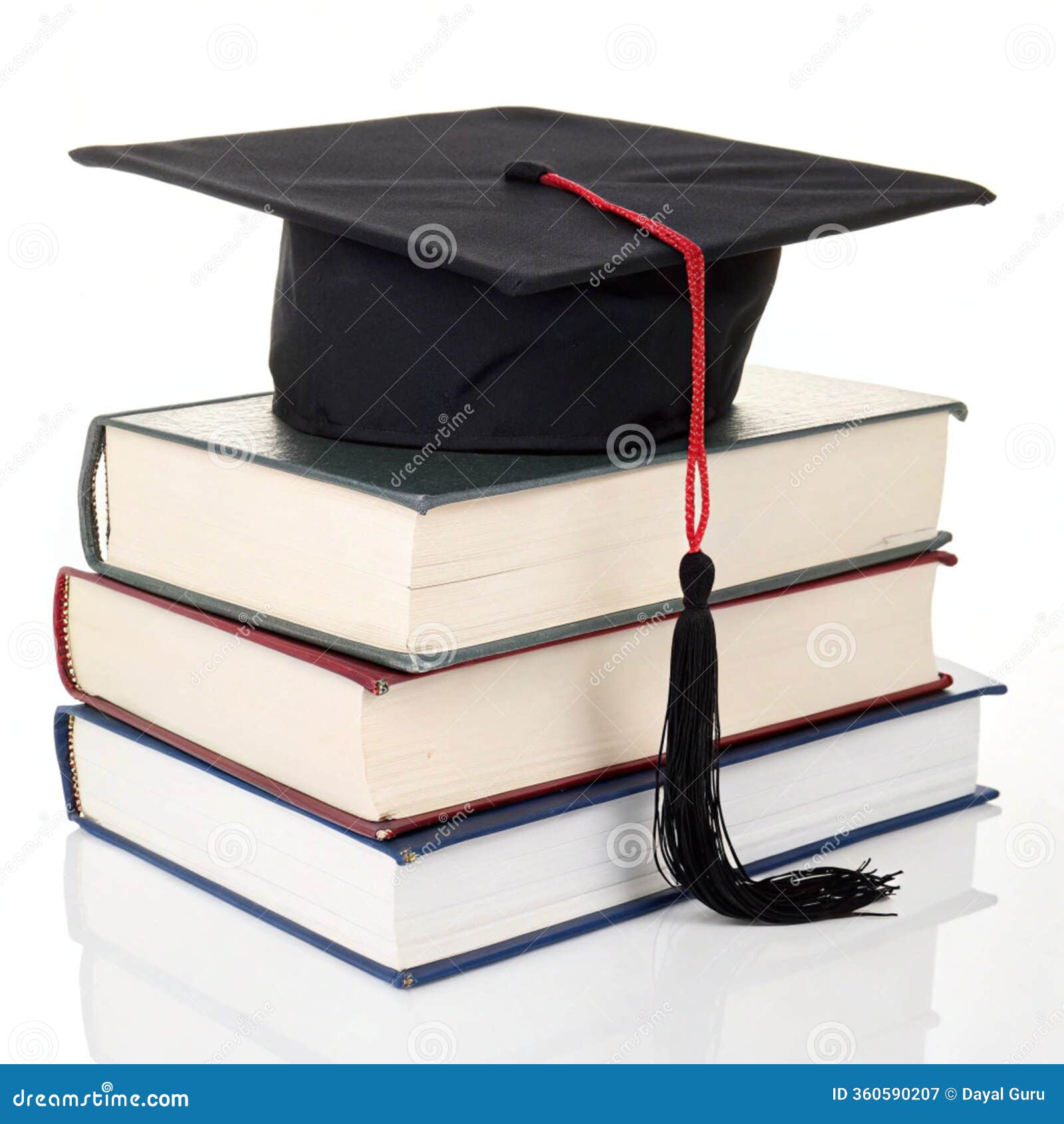 Stack of Books with a Graduation Cap Isolated on Transparent Background ...