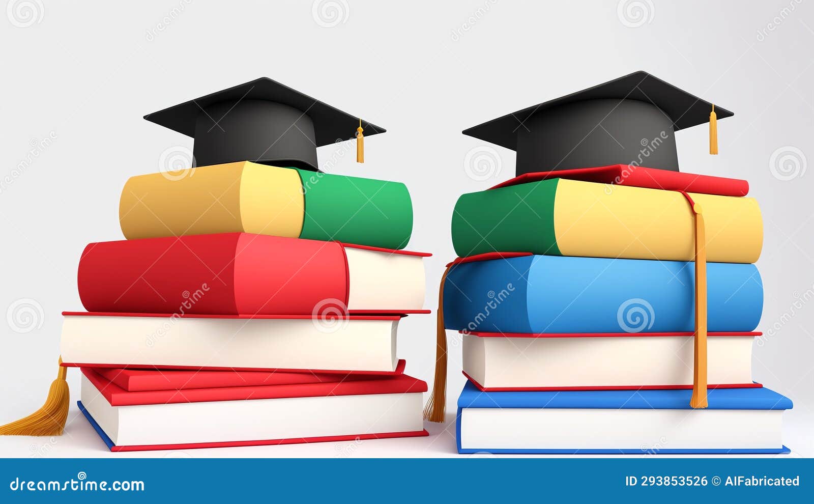 A Stack of Books with a Graduation Cap on Top Stock Illustration ...