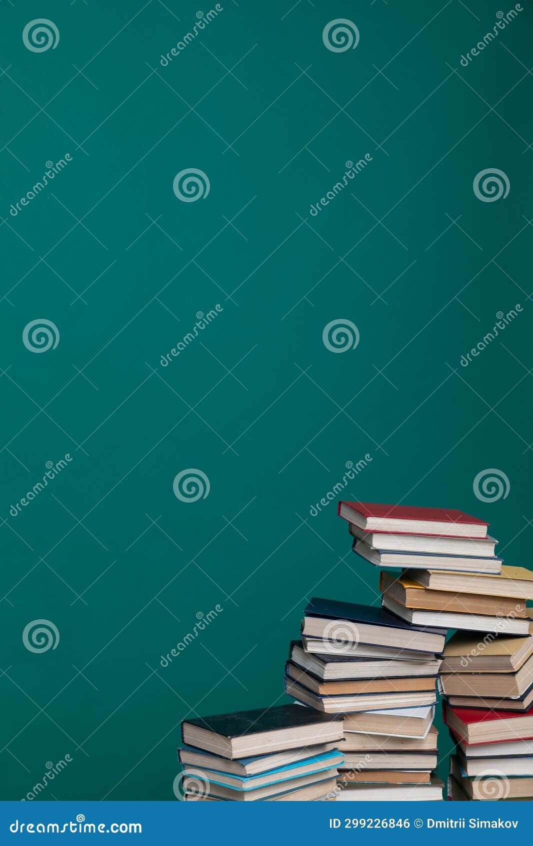 Stack of Books on a Green Background in the Library Cabinet Education ...