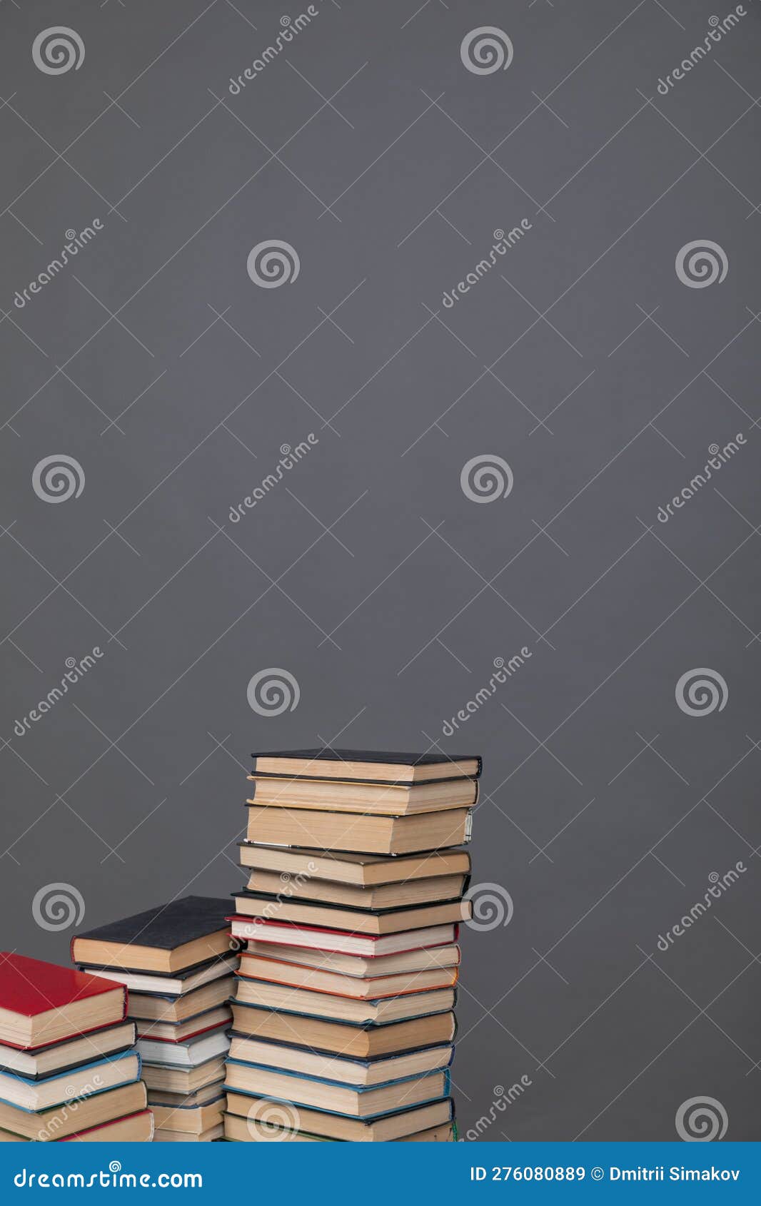 Stack of Books on Grey Background Learning Library Learning Science ...