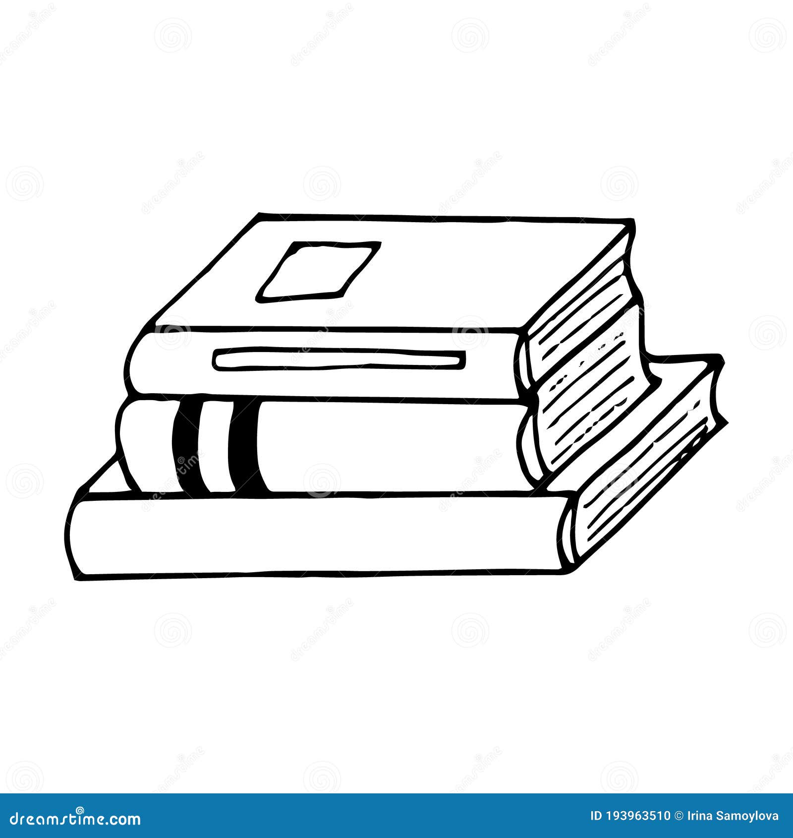 Stack of Books Hand Drawn in Doodle Style. , Scandinavian, Monochrome ...