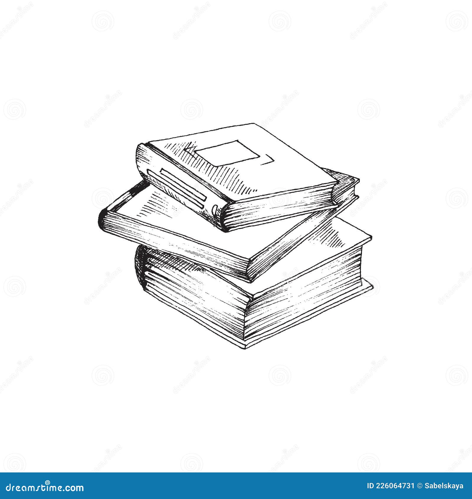 Stack of Books Hand Drawn for Library, School or University. Vector ...