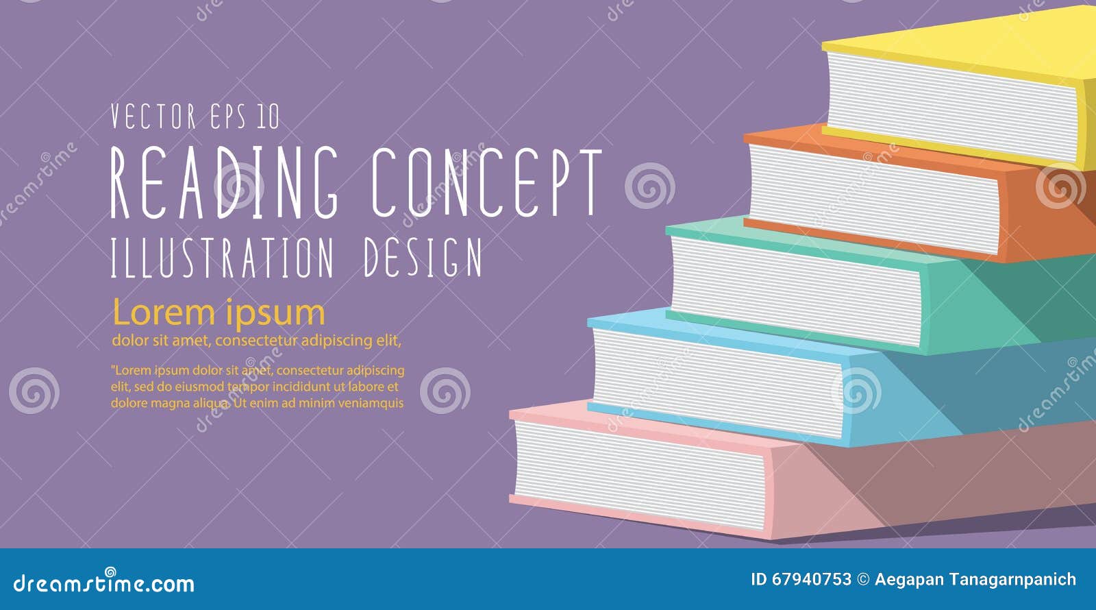Stack Of Books Heading Banner Flat Vector. | CartoonDealer.com #67940753