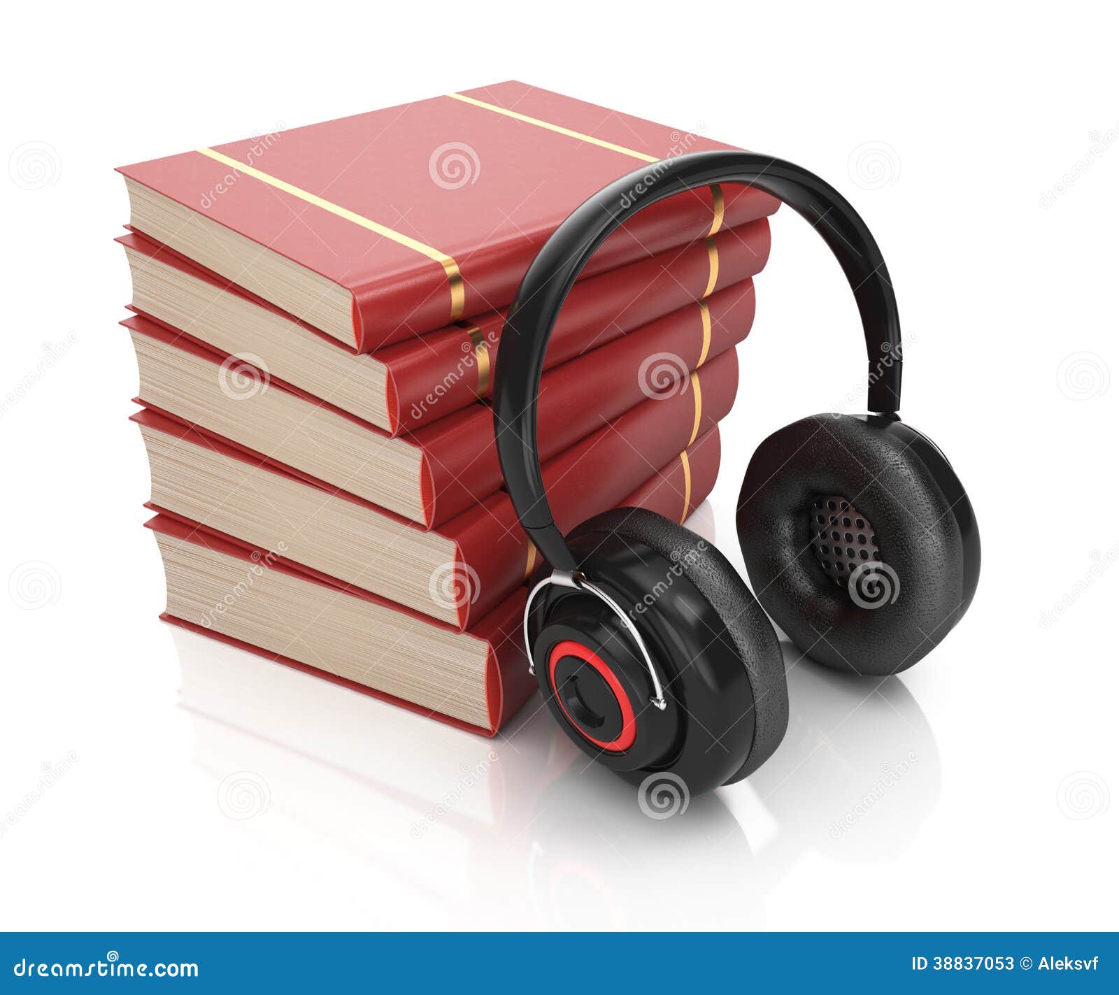 Stack of Books and Headphones Stock Illustration - Illustration of ...