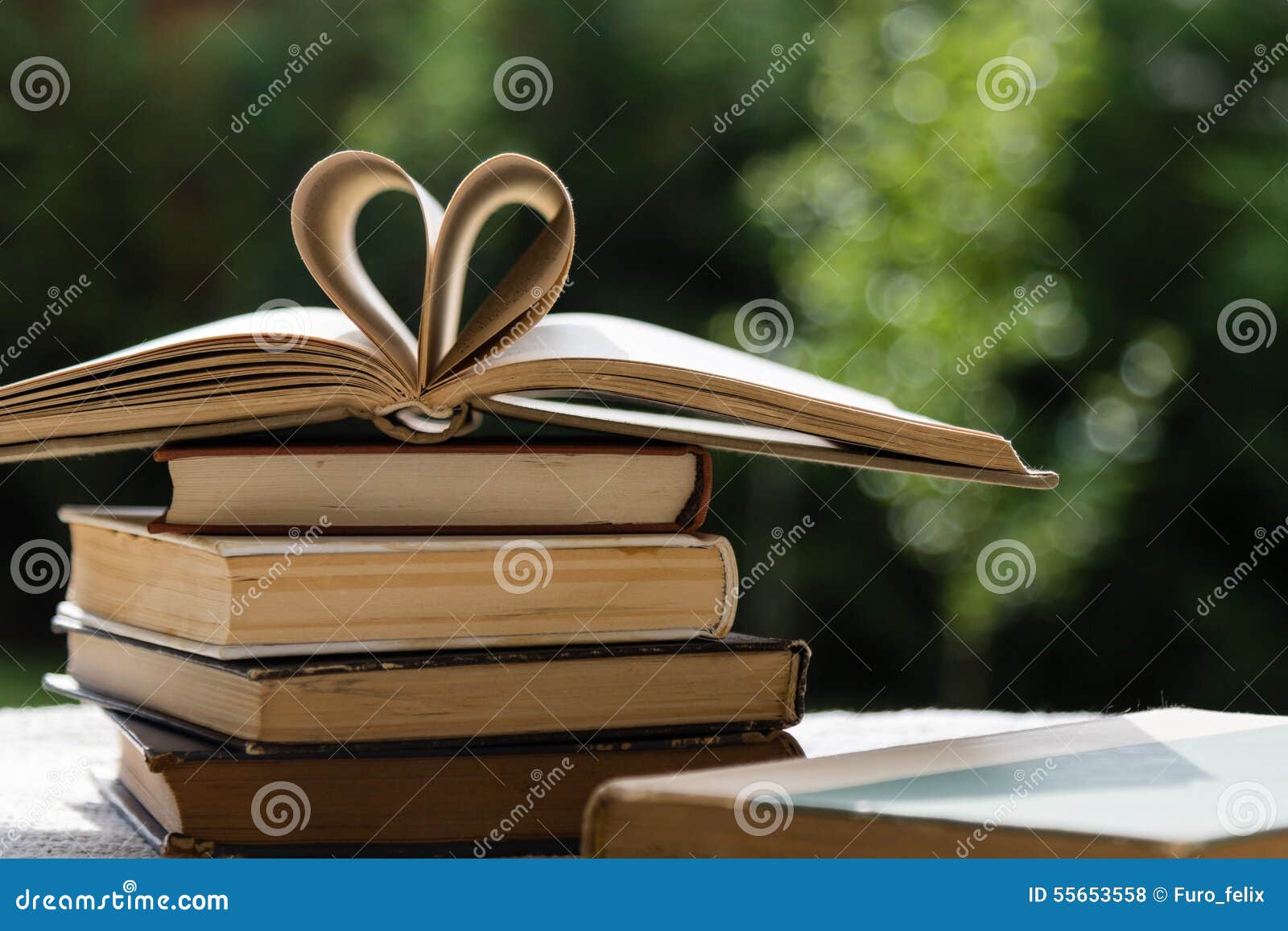 Stack of Books with Heart Shape Stock Photo - Image of paper, education ...