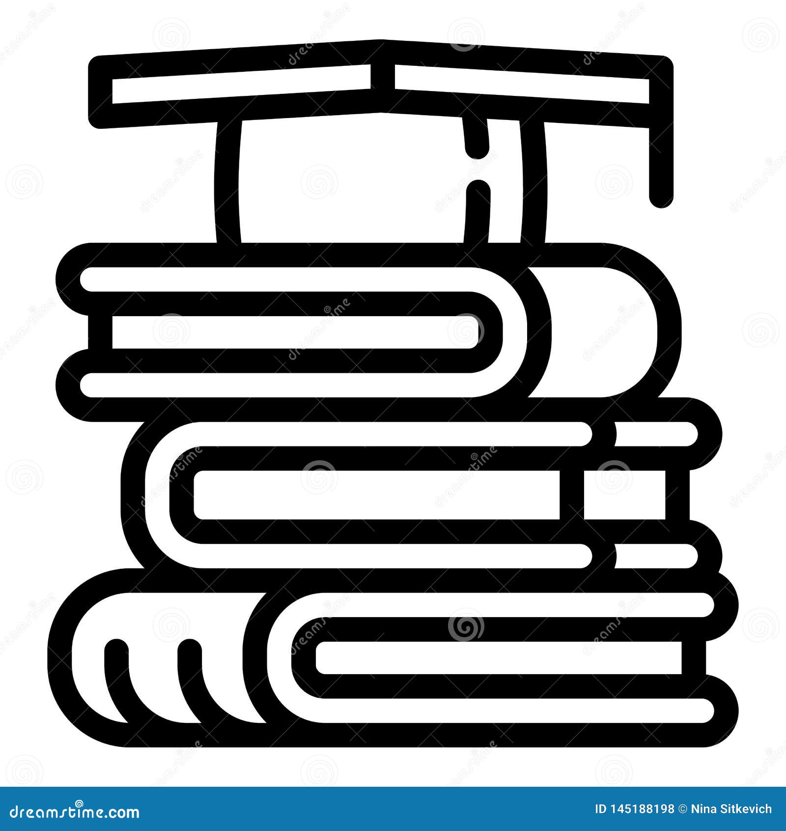 Stack of Books Icon, Outline Style Stock Vector - Illustration of ...