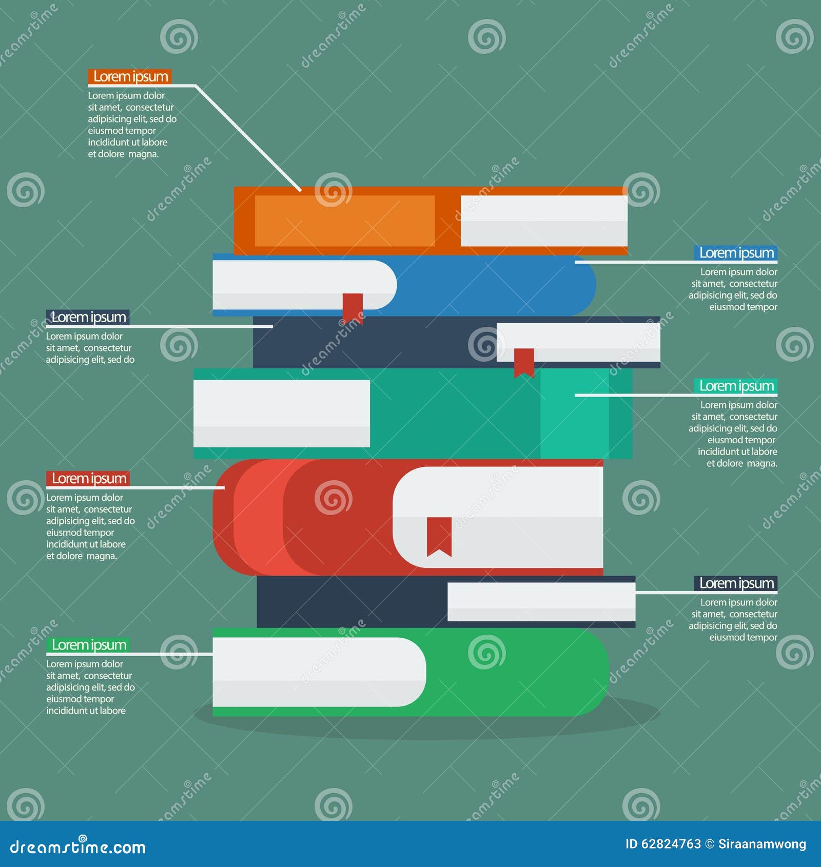 Stack of books infographic stock vector. Illustration of publication ...