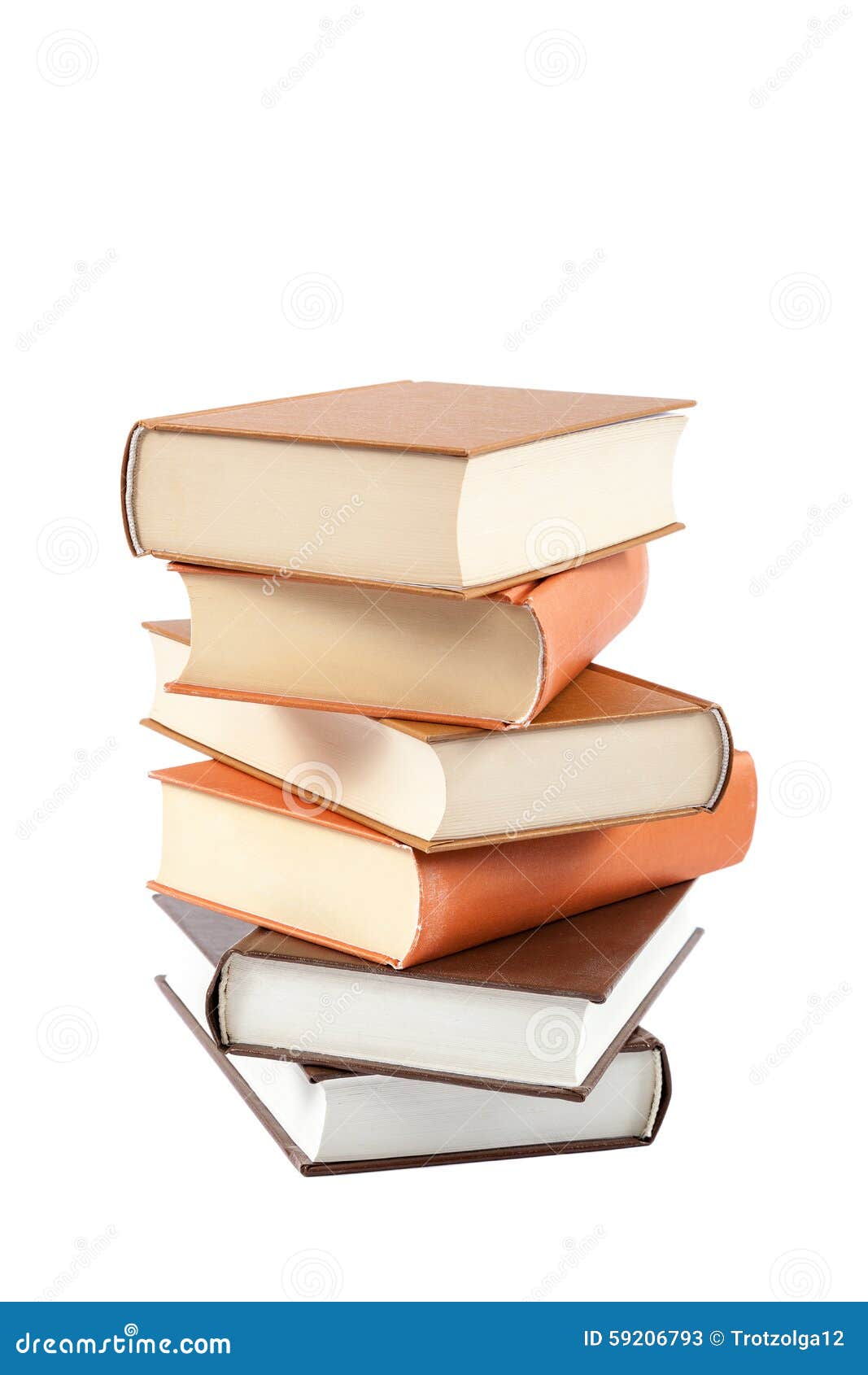 Stack of Books Isolated on a White Background. Stock Image - Image of ...