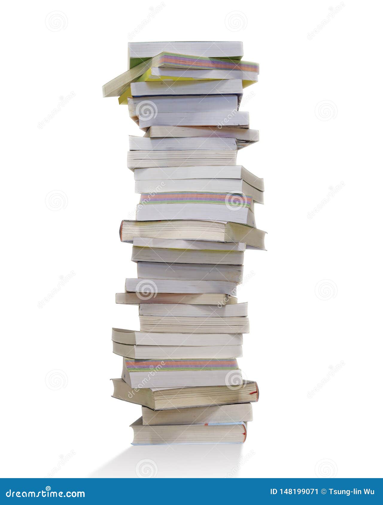 Stack of Books Isolated on White Background Stock Image - Image of ...