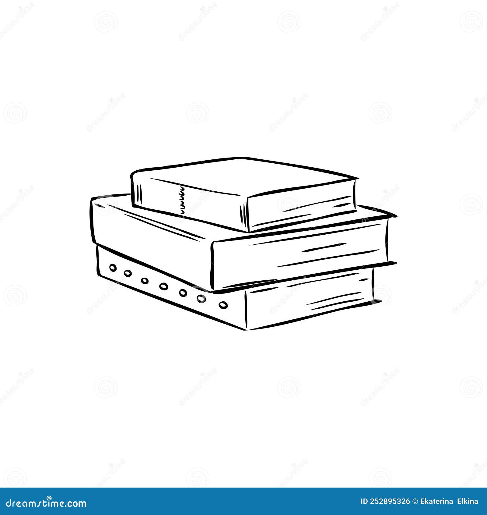 Stack of Books Isolated on White, Hand Drawn Sketch Vector Illustration ...