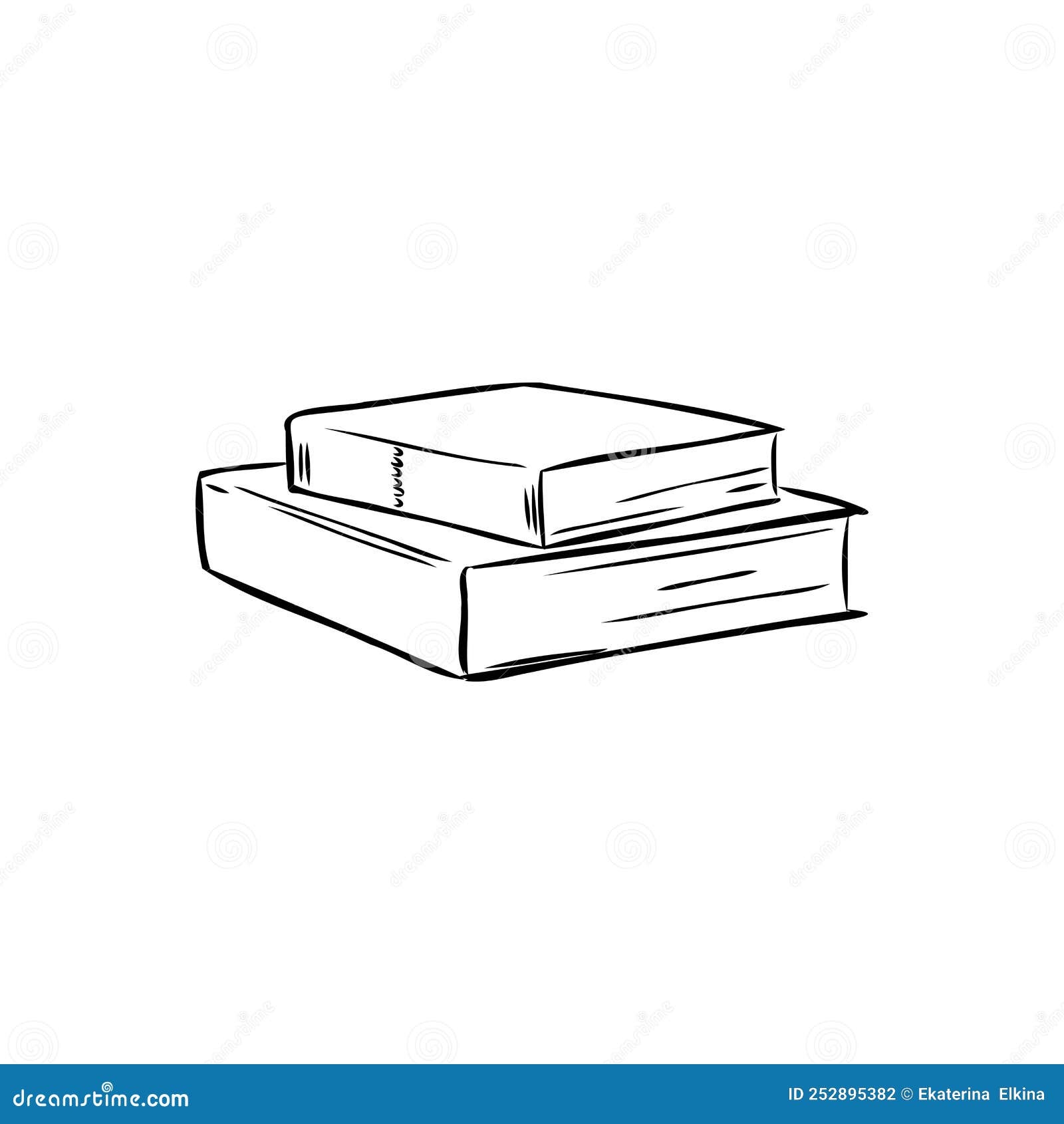 Stack of Books Isolated on White, Hand Drawn Sketch Vector Illustration ...