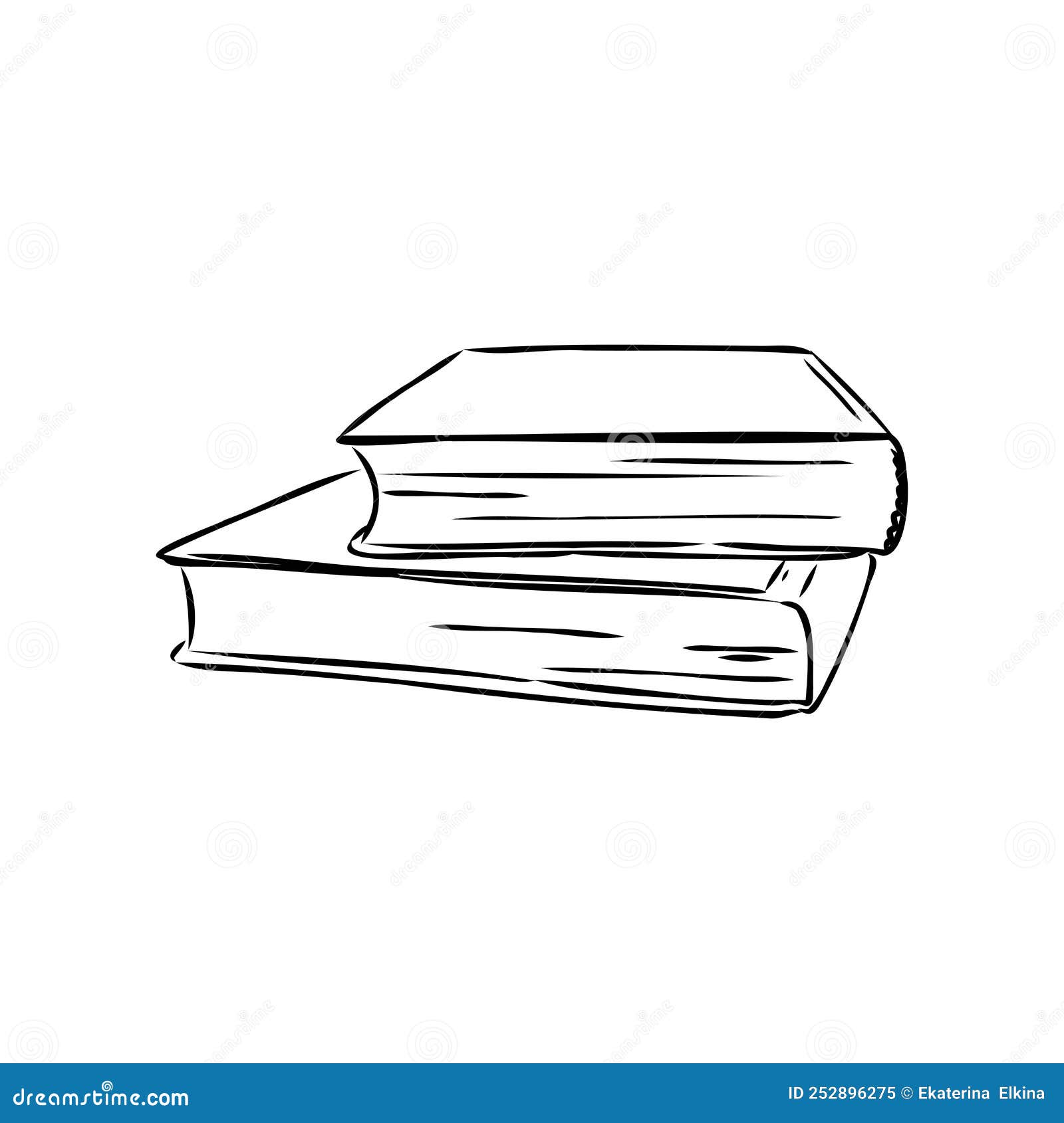 Stack of Books Isolated on White, Hand Drawn Sketch Vector Illustration ...