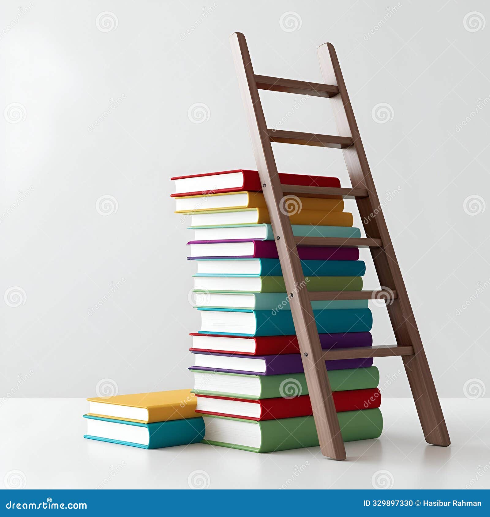 Stack of Books with Ladder Education Learning Concept Stock ...